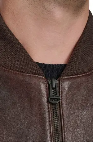 Cole Haan Leather Bomber Jacket