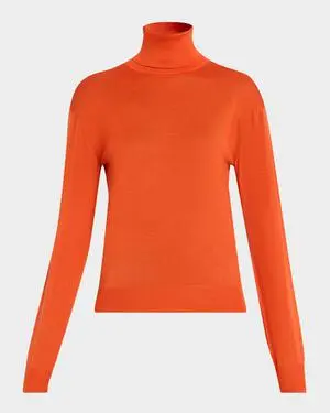 Saint Laurent Cashmere-silk Turtleneck Sweater - Orange