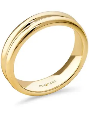 DEVATA Lined Band Ring In Gold Plated Sterling Silver