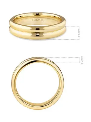 DEVATA Lined Band Ring In Gold Plated Sterling Silver
