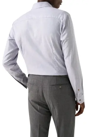 Eton Slim Fit Check Organic Cotton Twill Dress Shirt - Blue