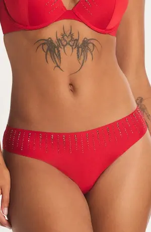 SAVAGE X FENTY Microfiber Rhinestone Thong - Timeless Red