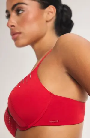 SAVAGE X FENTY Microfiber Rhinestone Underwire Push-up Bra - Timeless Red