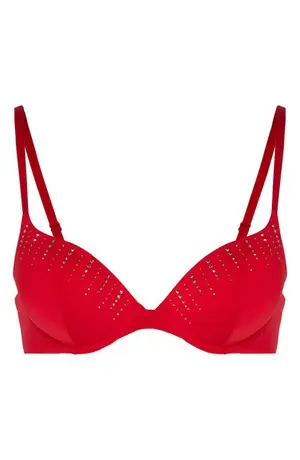 SAVAGE X FENTY Microfiber Rhinestone Underwire Push-up Bra - Timeless Red