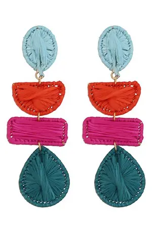 PANACEA Raffia Linear Drop Earrings - Multi
