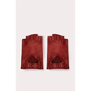 SEYMOURE Fingerless Italian Leather Driving Gloves - Deep Wine