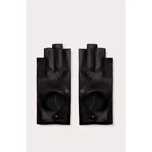 SEYMOURE Leather Fingerless Driving Gloves - Black