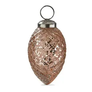 TAG Vine Glass Diamond Cone Christmas Tree Ornament - Pink