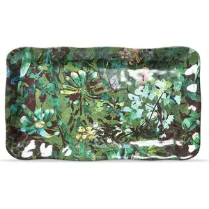 TAG Botanica Floral Print Melamine Serving Platter - Green