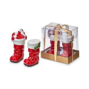 TAG Santa Boots Salt And Pepper Shakers Christmas Decor Set - Multicolored