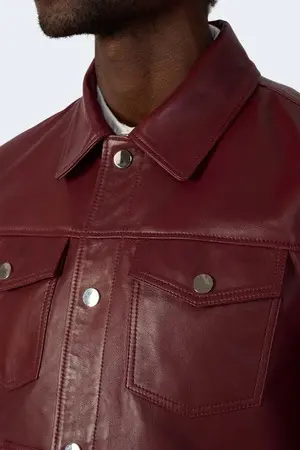 FURNIQ UK Jude Leather Jacket - Burgundy