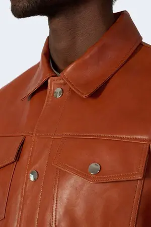FURNIQ UK Jude Leather Trucker Jacket - Whiskey