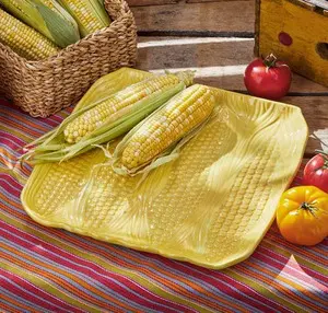 TAG Corn On The Cobb Textured Ceramic Platter Dishwasher Safe