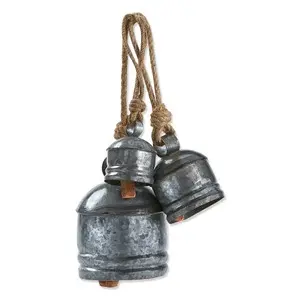 TAG Set Of 3 Classic Artisan Silver Decorative Bells For Holidays - Gray