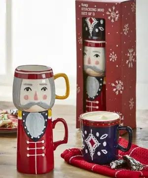 TAG Nutcracker Stacking Mug Set Of 3 Colorful Ceramic Drinkware