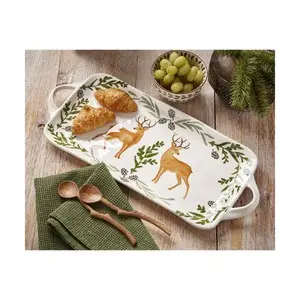 TAG Warm Wishes S Rectangular Platter Multicolor Ceramic Dish