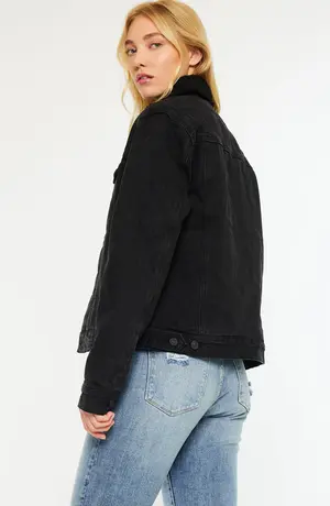 KANCAN Sonny Faux-fur Collar Trucker Jacket - Black