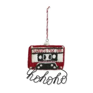 TAG Hohoho Mix Tape Christmas Ornament Wool Holiday Decor - Red
