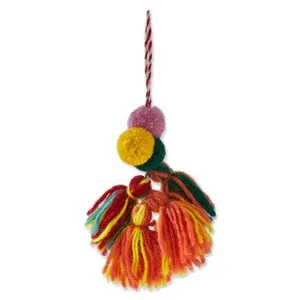 TAG Multicolor Pompom Tassel Swag Decorative Sculpture Holiday - Multicolored
