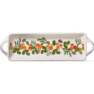 TAG Warm Wishes Multicolor Ceramic Dessert Platter Serving Tray - White