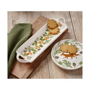 TAG Warm Wishes Multicolor Ceramic Dessert Platter Serving Tray