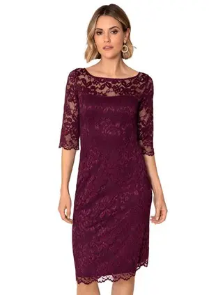 ALIE STREET LONDON Lila Lace Occasion Dress - Claret
