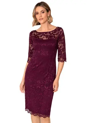 ALIE STREET LONDON Lila Lace Occasion Dress - Claret