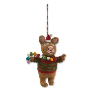 TAG Multicolor Pompom Cat Ornament For Christmas Tree Decoration - Multicolored