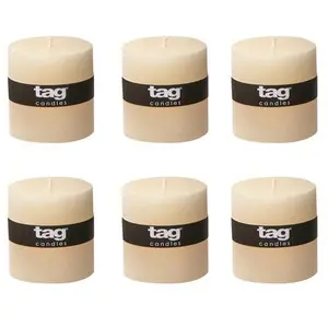 TAG Chapel Ivory Pillar Candles Unscented Drip-free Set Of 6 - Beige