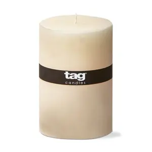 TAG Chapel Ivory Pillar Decorative Wax Candle Set Of 2 Unscented