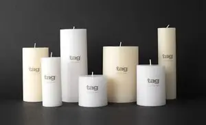 TAG Chapel Ivory Pillar Decorative Wax Candle Set Of 2 Unscented