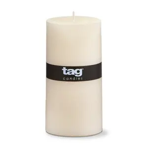 TAG Chapel Ivory Pillar Candles Unscented Long Burning Set Of 3