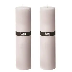 TAG Chapel Pillar Candle Unscented Long Burning Set Of 2 - White