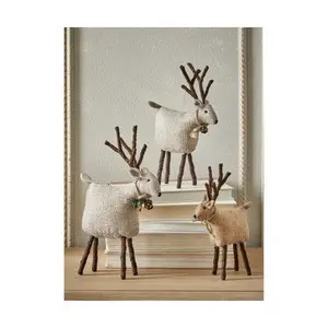 TAG Tweedie Burlap Christmas Reindeer Tabletop Decor
