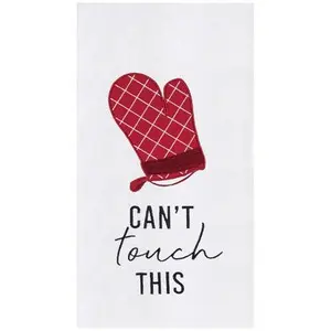C&F HOME Can't Touch This" Oven Mitt Embroide 100% Cotton Flour Sack Dishtowel - Red