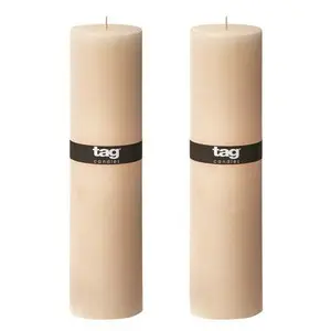 TAG Ivory Pillar Candle Unscented Drip-free Long Burning 175h - Beige