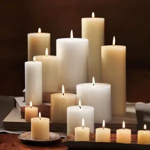 TAG Ivory Pillar Candle Unscented Drip-free Long Burning 175h