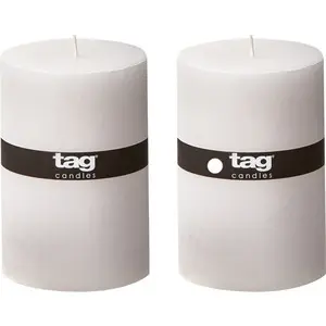 TAG Chapel Pillar Candle Unscented Long Burning Home Decor - White
