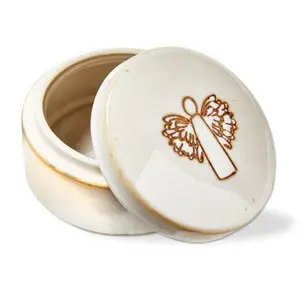 TAG Angel Trinket Dish With Lid Decorative Ceramic Tray Christmas - Multicolored