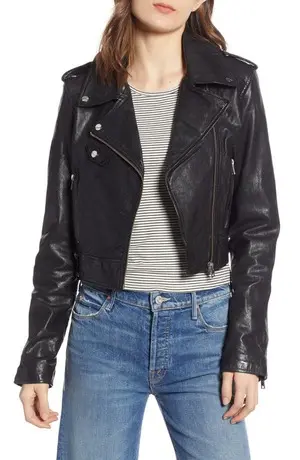 LAMARQUE Cropped Leather Biker Jacket