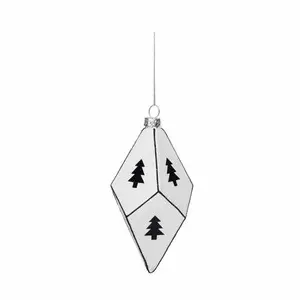 CAROL & FRANK Black & Tree Pattern Ornament Set Of 2