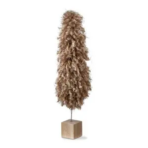 TAG Minky Fleece Tree Sculpture Taupe Holiday Decor - Brown
