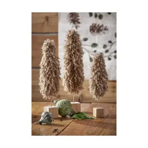 TAG Minky Fleece Tree Sculpture Taupe Holiday Decor