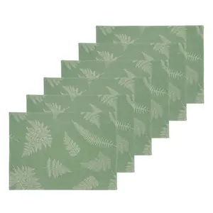 C&F HOME Botanical Fern 100% Cotton Set Of 6 Placemats 14" X 20" - Green