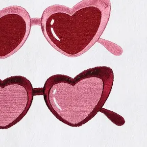 C&F HOME Heart Glasses Embroidered 100% Cotton Flour Sack Valentine's Day Dishtowel