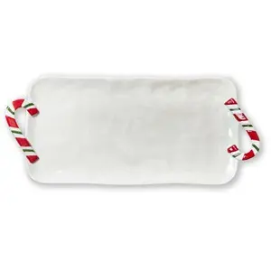TAG Candy Cane Rectangular Serving Platter Multicolor Ceramic - Multicolored
