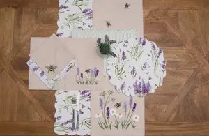 C&F HOME Lavender & Bee Garden Embroidered 100% Cotton Table Runner 13" X 72