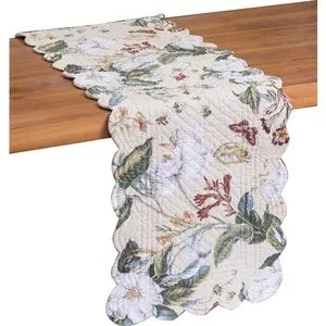 C&F HOME Garden Images Reversible Graphic Print Machine Washable Table Quilted Runner 14" X 51 - Green
