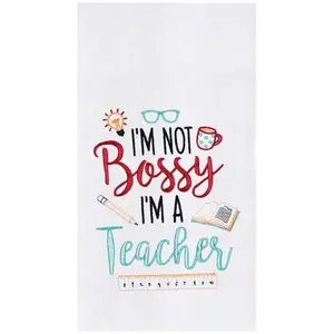 C&F HOME Bossy Teacher Kitchen And Bathroom Embroide Hand Towel - Red