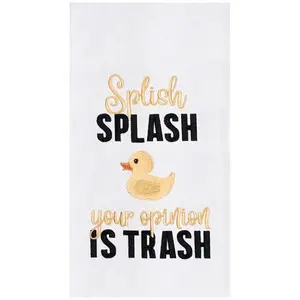 C&F HOME Splish Splash Kitchen And Bathroom Embroidered Hand Towel - Yellow